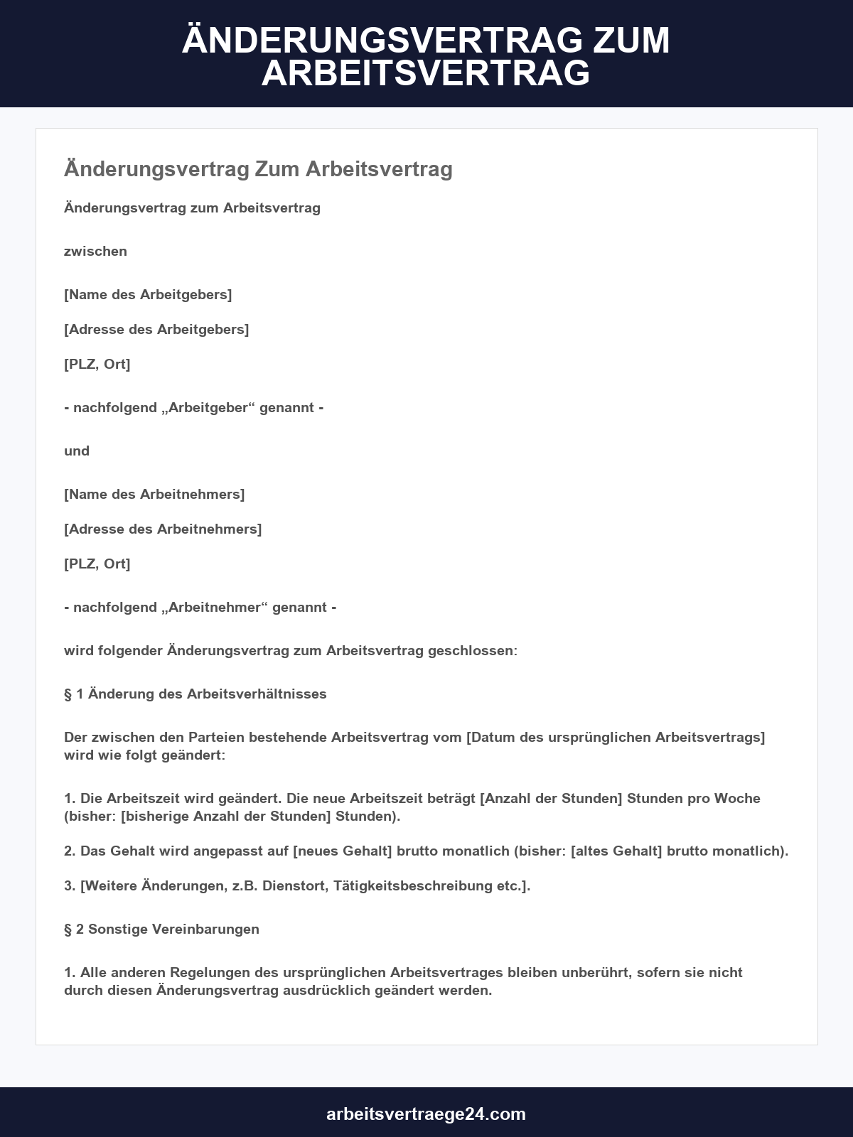Einstellungszusage Muster